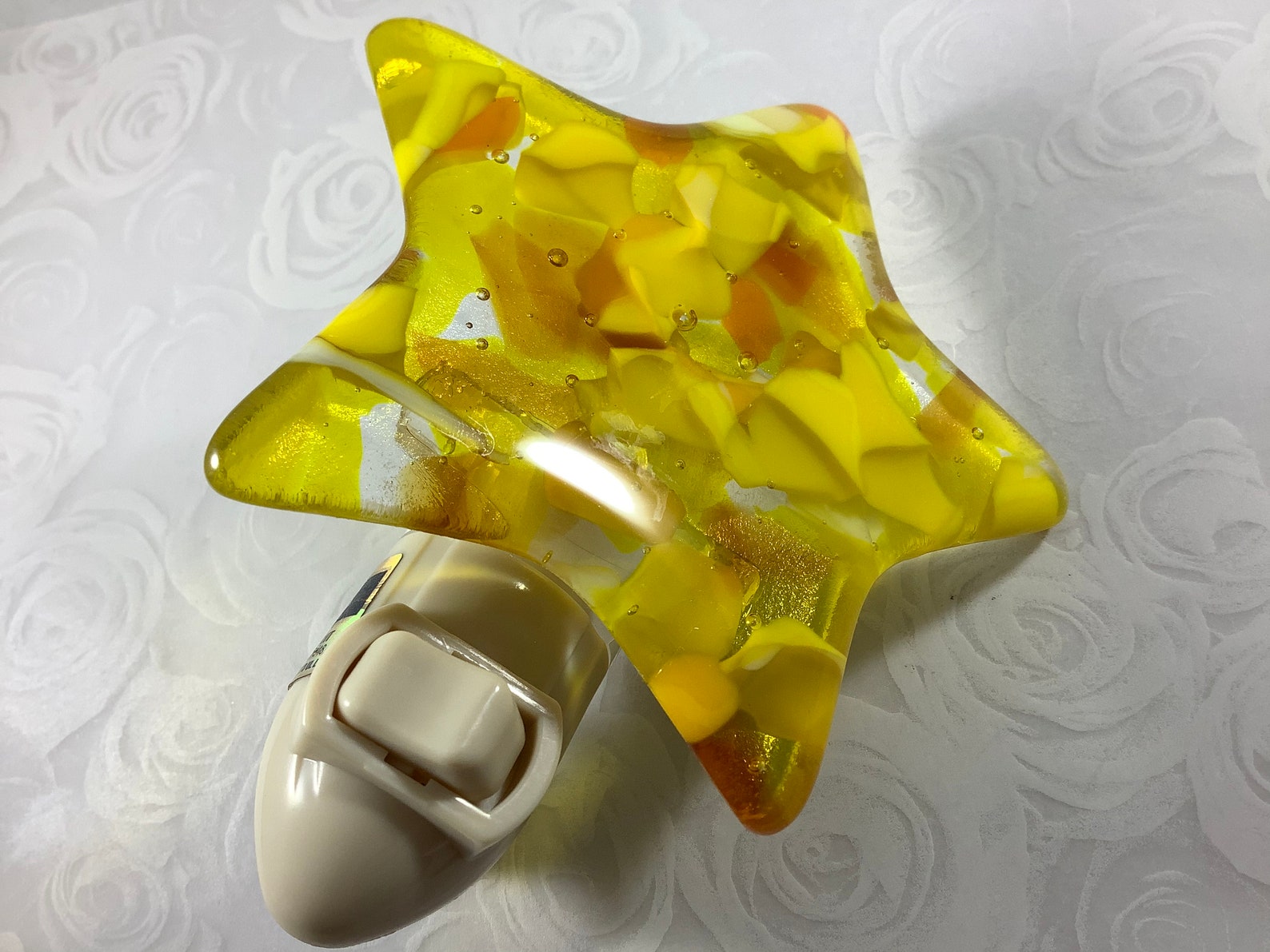 1 Yellow Star Fused Glass Plug in Night Light - Etsy
