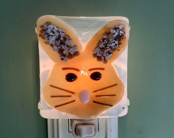 1 Easter Bunny Face Fused Glass Rabbit With Murrini Flower Hat Peter ...