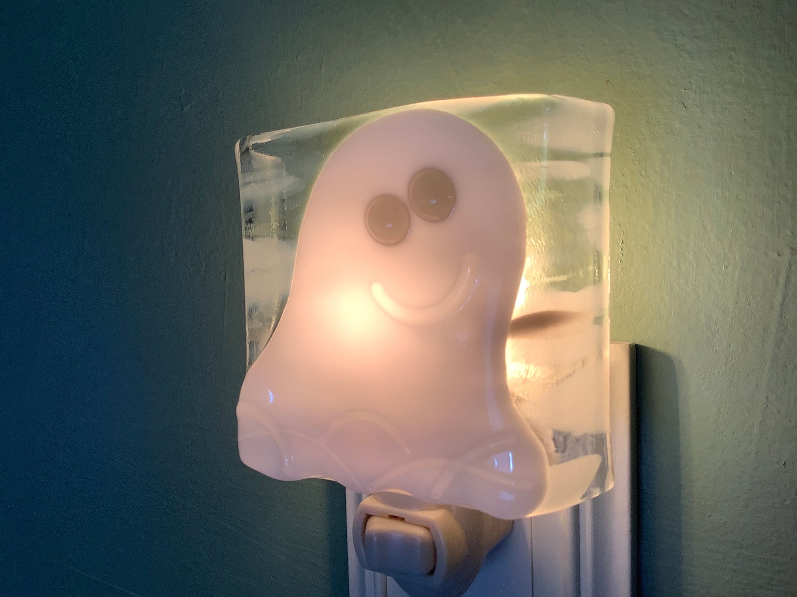 Halloween Fused Glass Ghost Plug in Night Light Outlet Sconce | Etsy