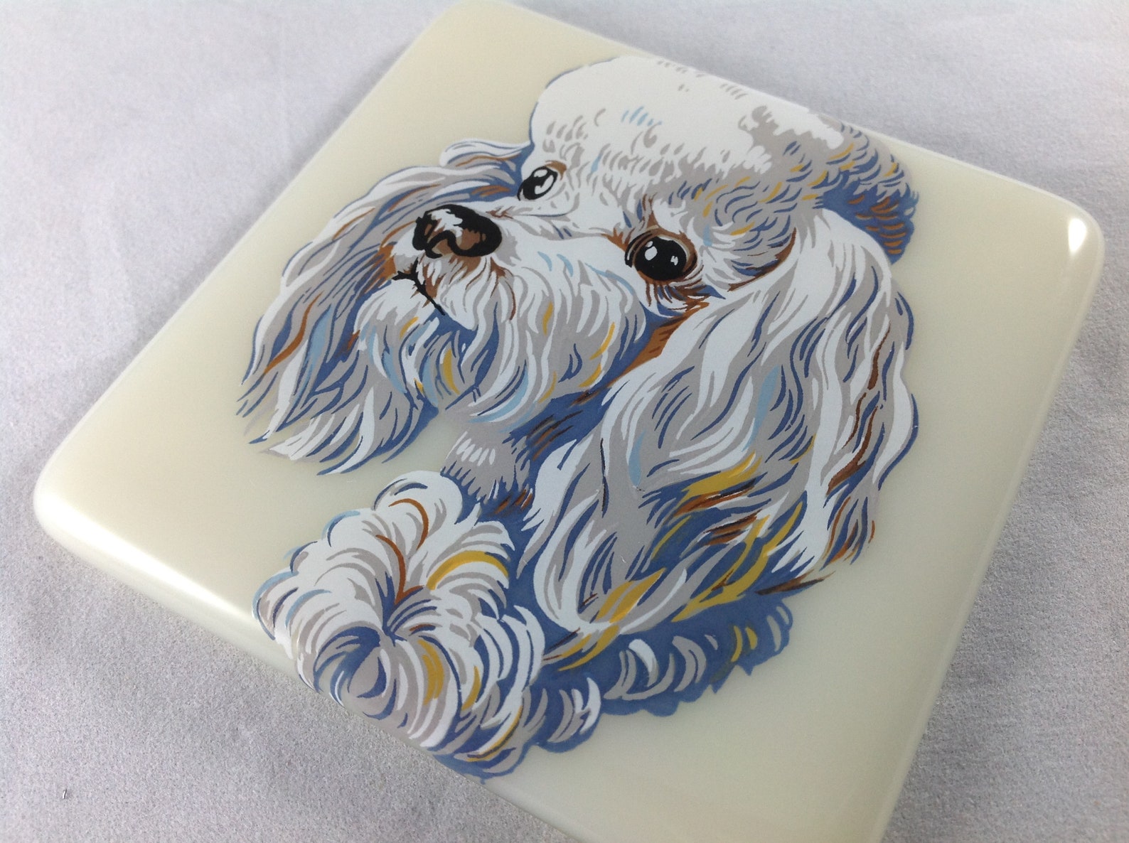 White Poodle Fused Glass Dog Night Light or Changeable Shade - Etsy