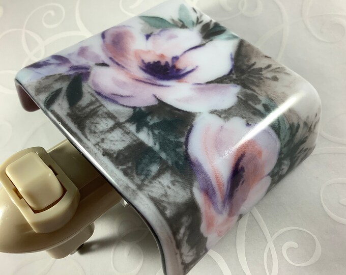 Purple Floral Fused Glass Plug in Flower Night Light With - Etsy