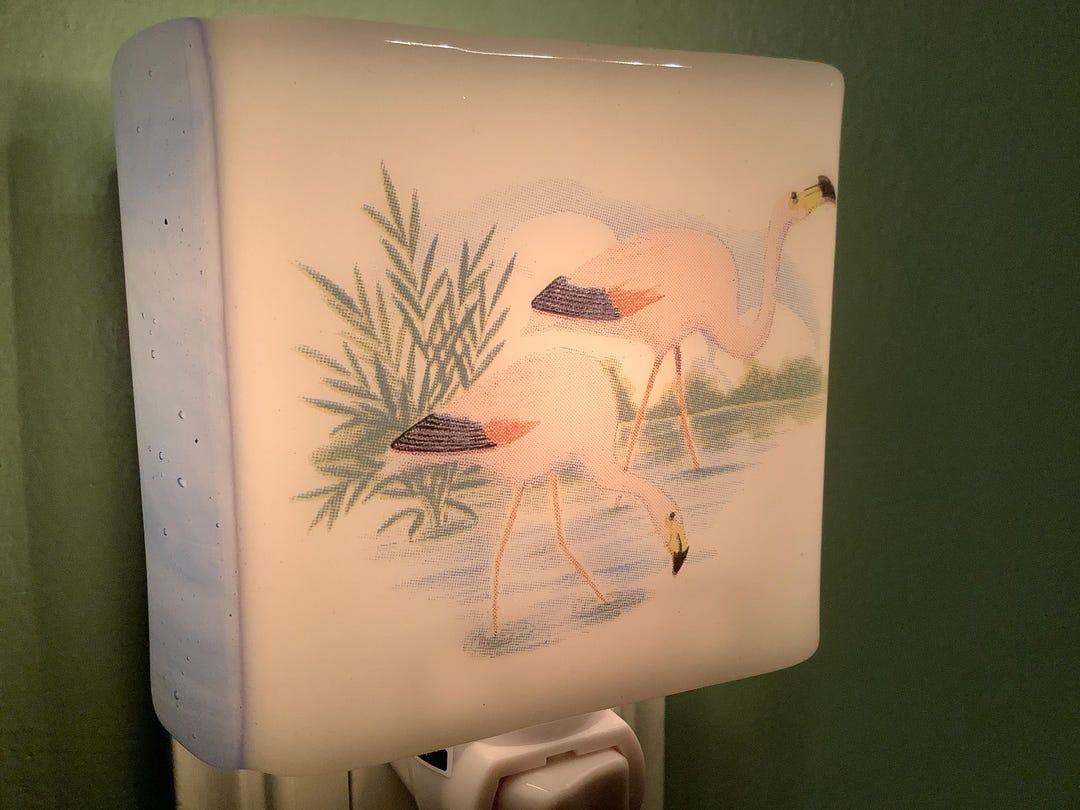 Tropical Flamingos Fused Glass Plug in Night Light Outlet Sconce - Etsy