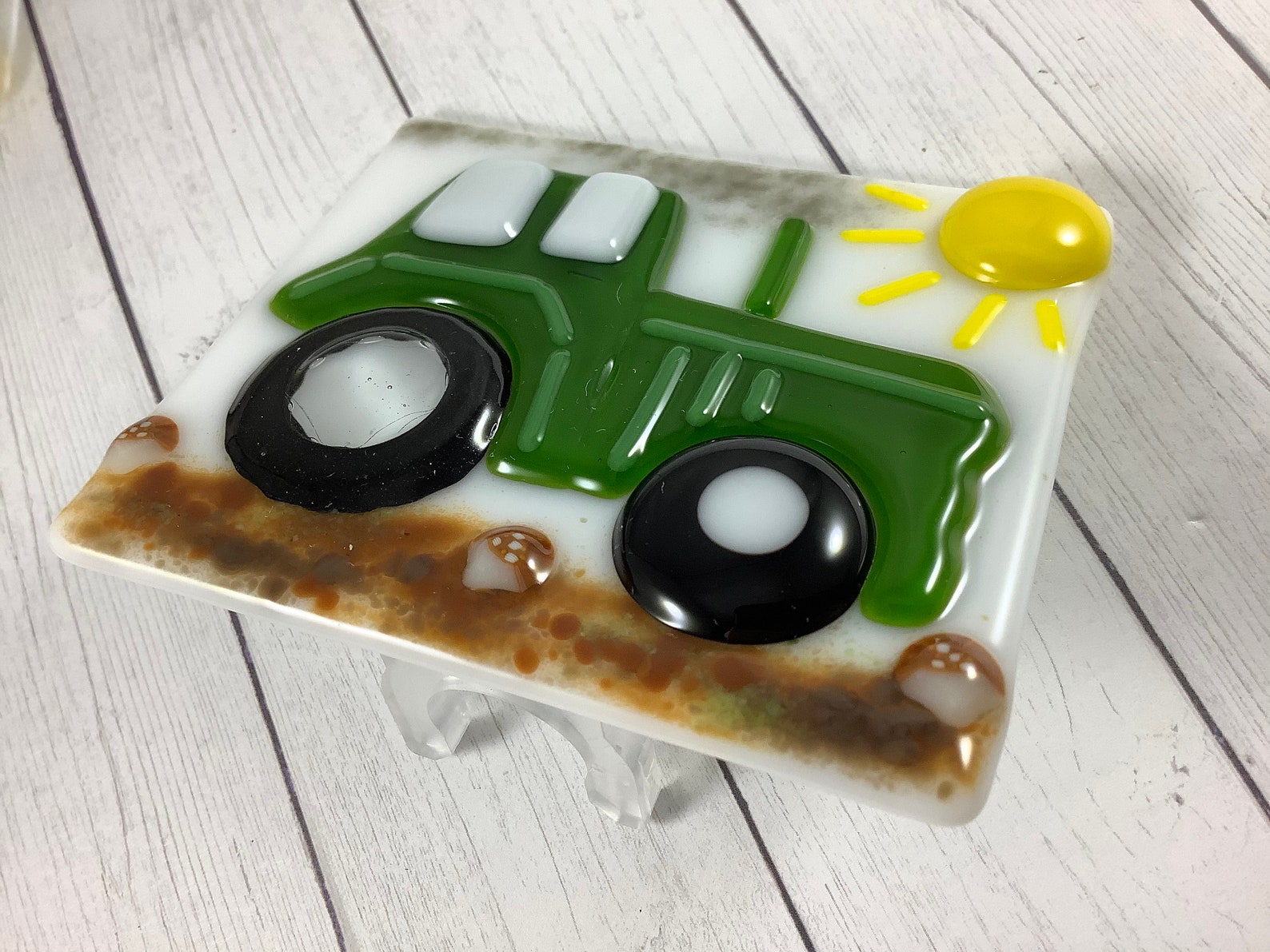 1 Big Green Tractor Fused Glass Plug in Wall Farm Night Light - Etsy