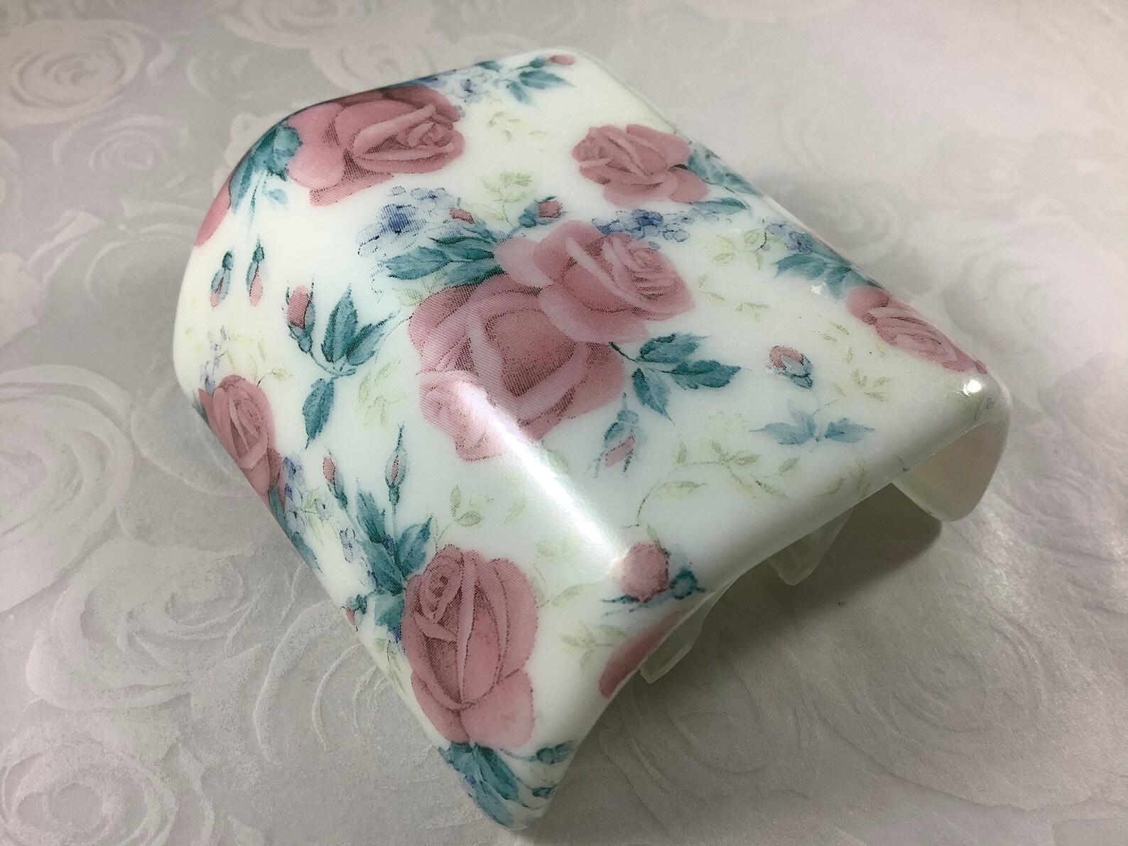 Pink Rose Floral Fused Glass Plug in Flower Night Light With - Etsy