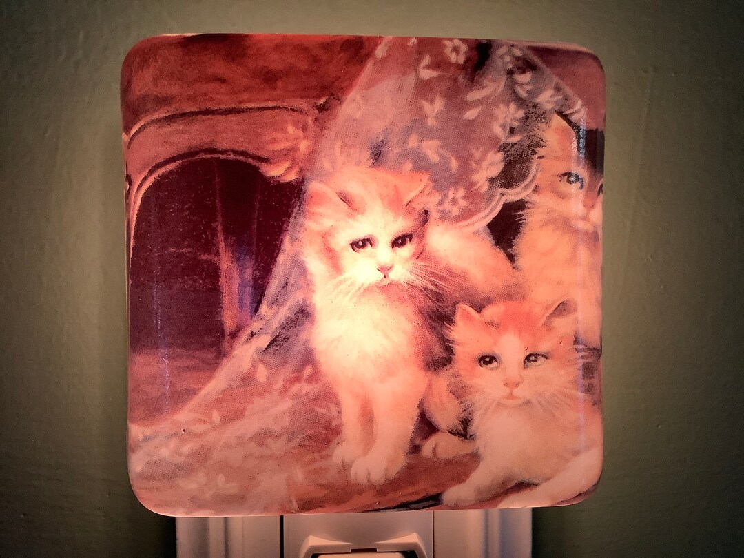 Playful Cats Fused Glass Plug in Night Light Outlet Sconce - Etsy