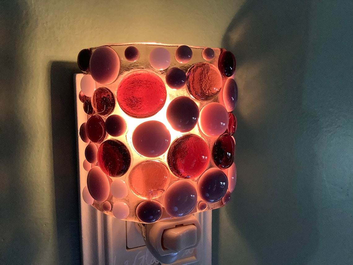1 Purple Passion Dots Fused Glass Plug in Night Light With Draped ...
