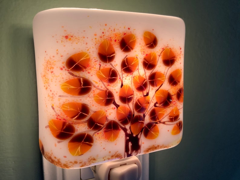 1 Fabulous Fall Foliage Tree Fused Glass Plug in Night Light - Etsy