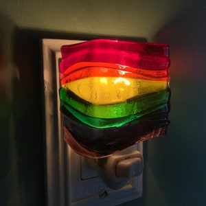 Rainbow Wave Fused Glass Plug in Night Light With Draped Sides Mini ...