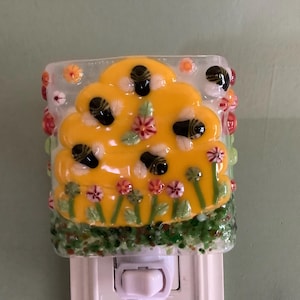 Busy Bee Hive Fused Glass Plug in Night Light With Draped Sides Outlet ...