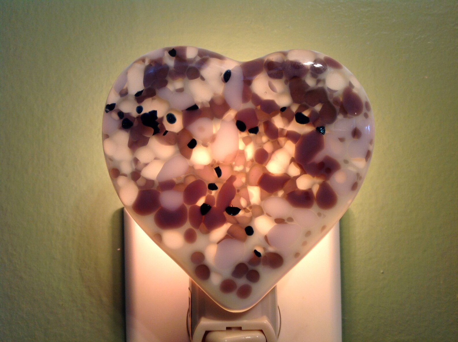 SALE Purple Heart Fused Glass Wall Plug in Love Night Light - Etsy