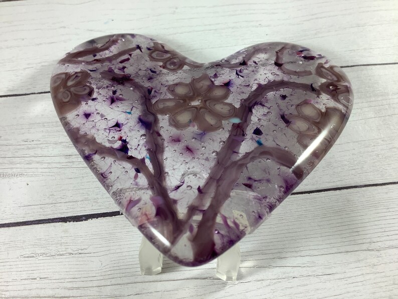 1 Pretty Purple Murrini Valentine Love Heart Fused Glass Plug - Etsy