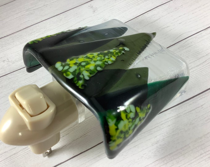 Evergreen Trees Fused Glass Plug in Night Light With Draped Sides ...