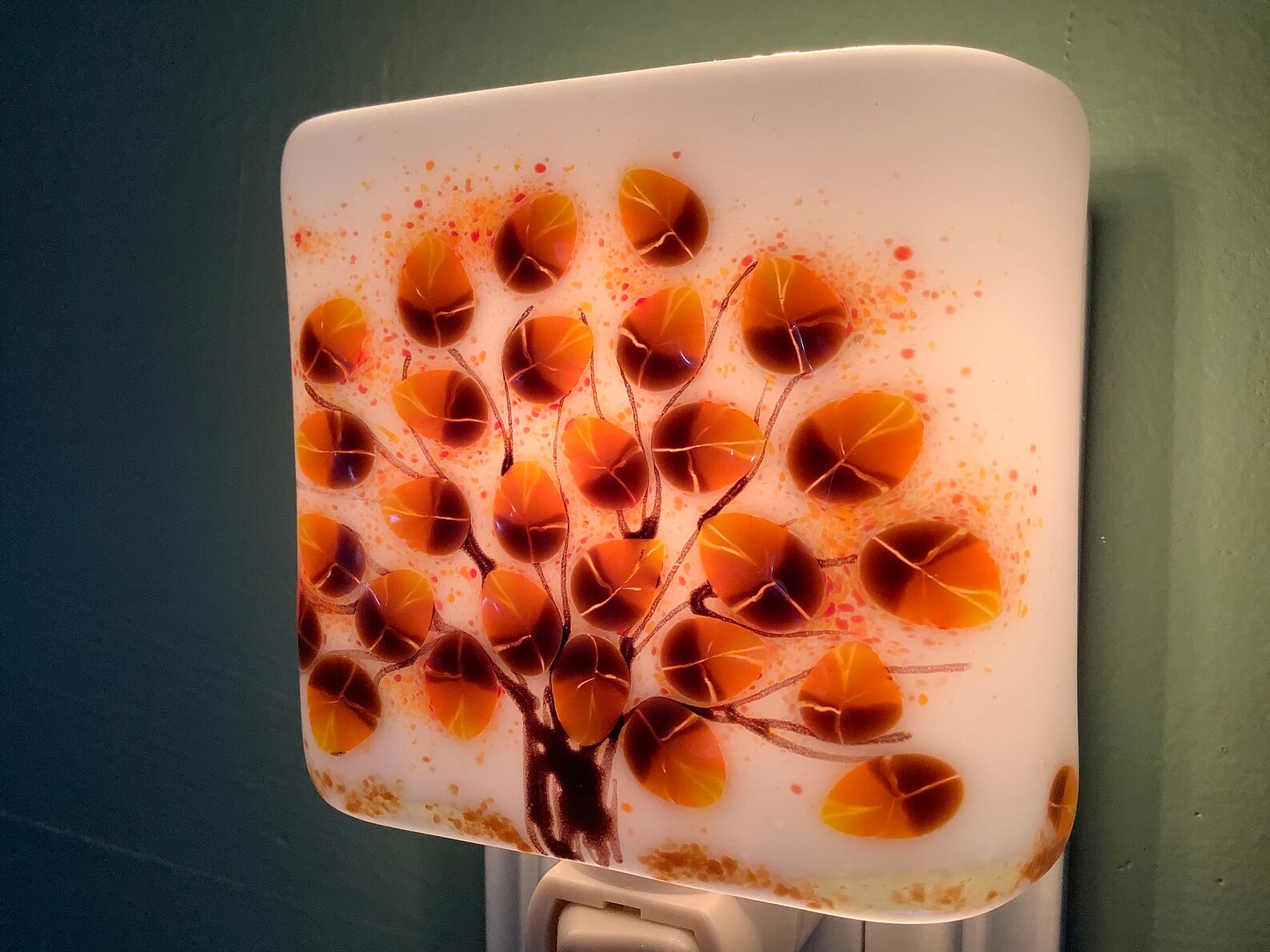 1 Fabulous Fall Foliage Tree Fused Glass Plug in Night Light - Etsy