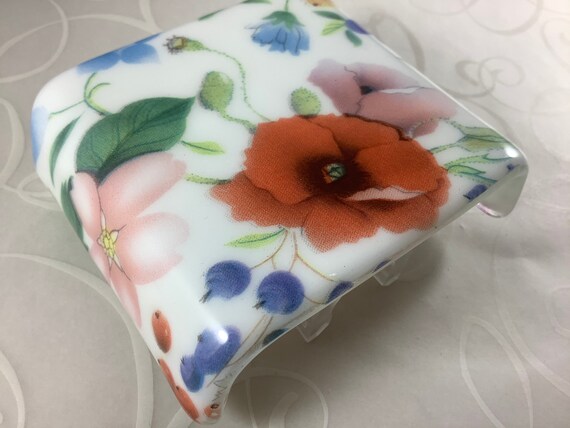 Poppy Floral Fused Glass Plug in August Flower of the Month - Etsy