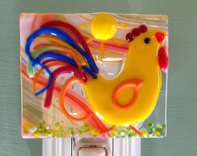 Rooster, Good Morning, Fused Glass, Rise and Shine, Bird, Night Light ...