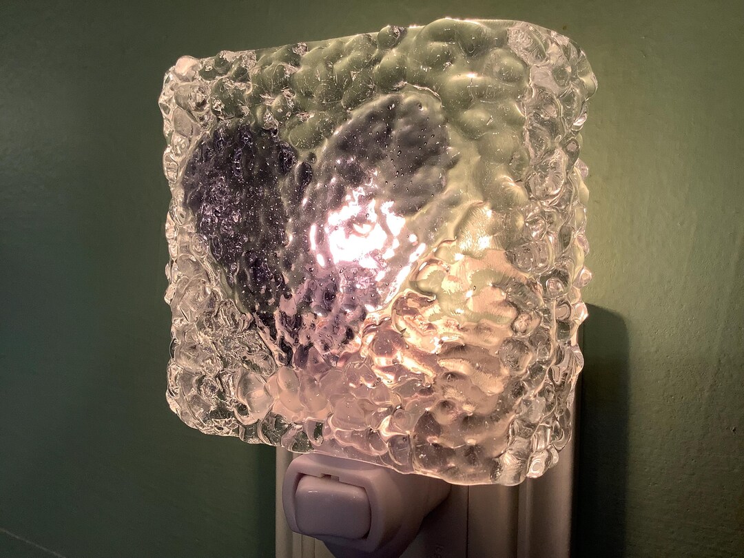 Fused Glass Clear and Purple Plug in Heart Frit Night Light - Etsy