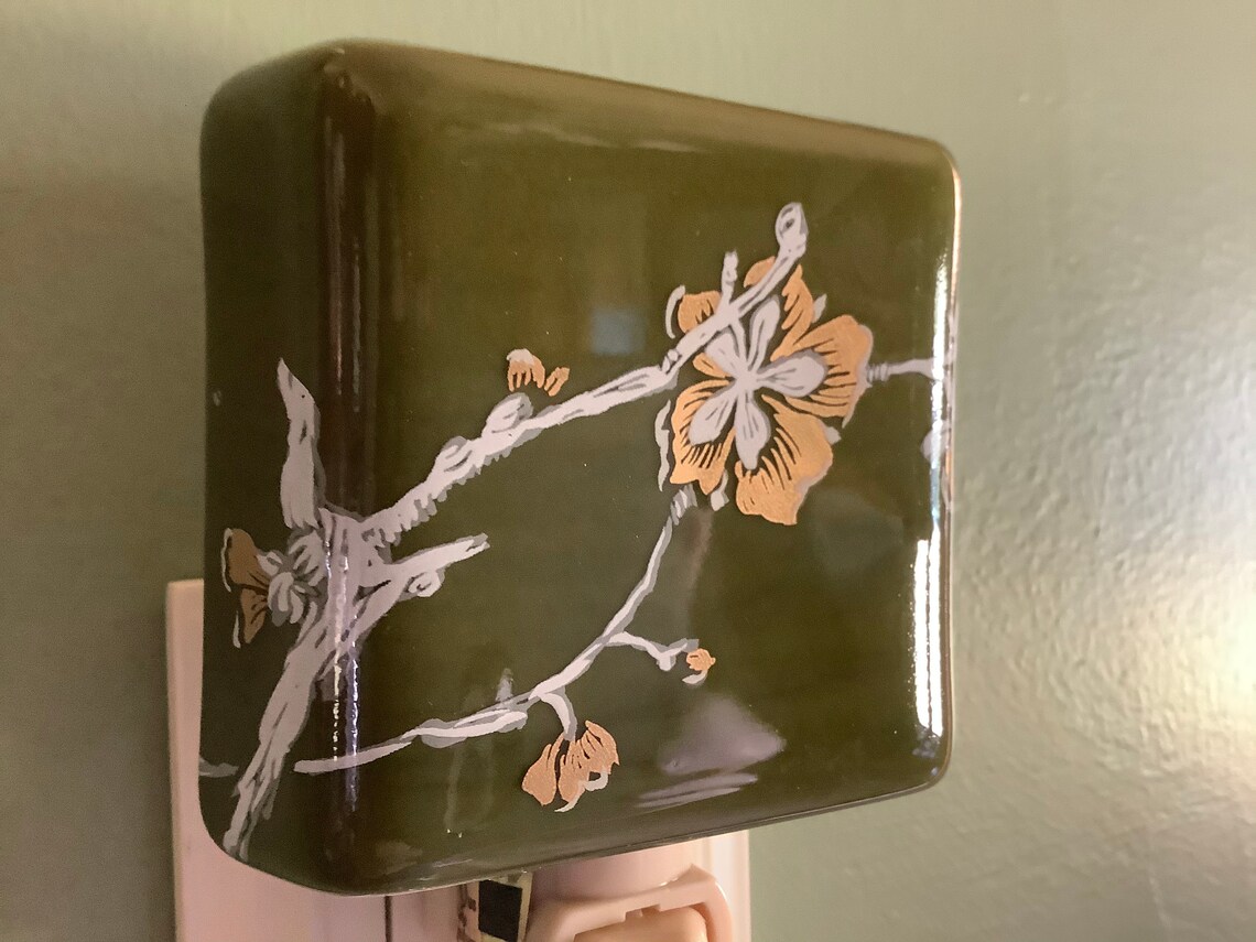 Tree Branch With Flowers Fused Glass Plug in Branch Night Light With ...