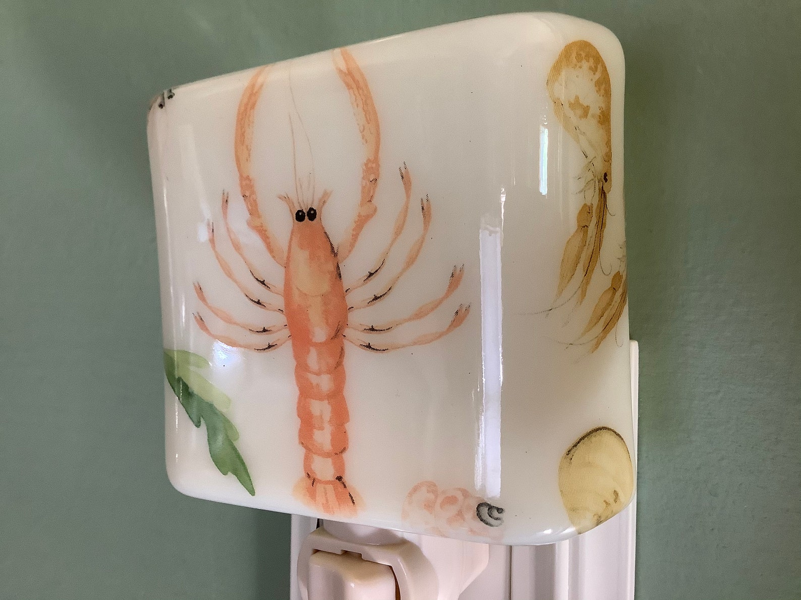 Lobster Fused Glass Plug in Night Light With Draped Sides Mini | Etsy