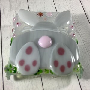 1 Hopping Bunny Butt Fused Glass Gray Rabbit Easter Bunny Peter Cotton ...