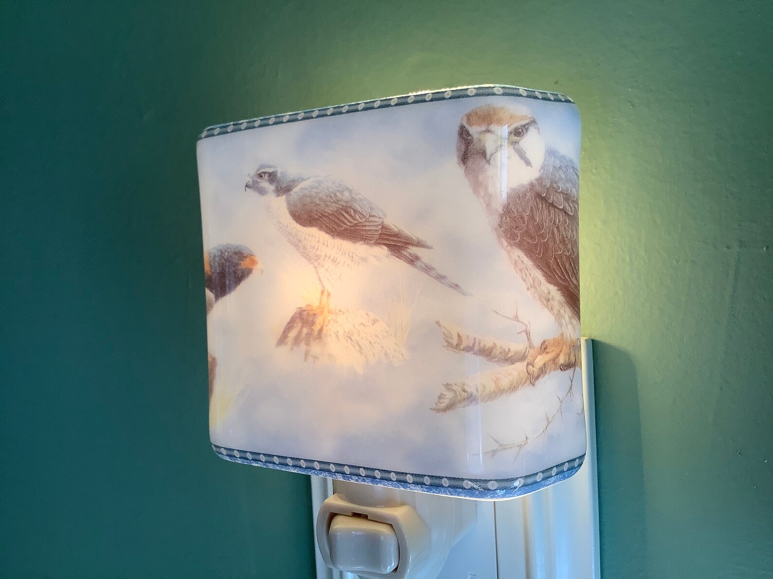 Birds of Prey Fused Glass Plug in Bird Night Light With Draped Sides ...