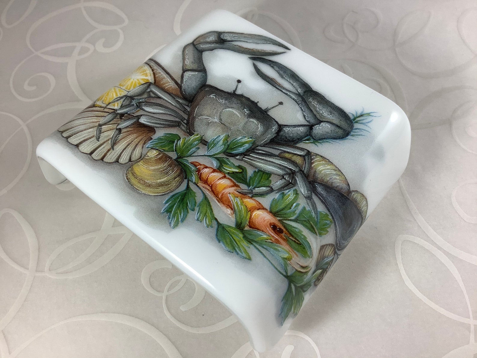 Crab Feast Fused Glass Plug in Kitchen Night Light With Draped Sides ...