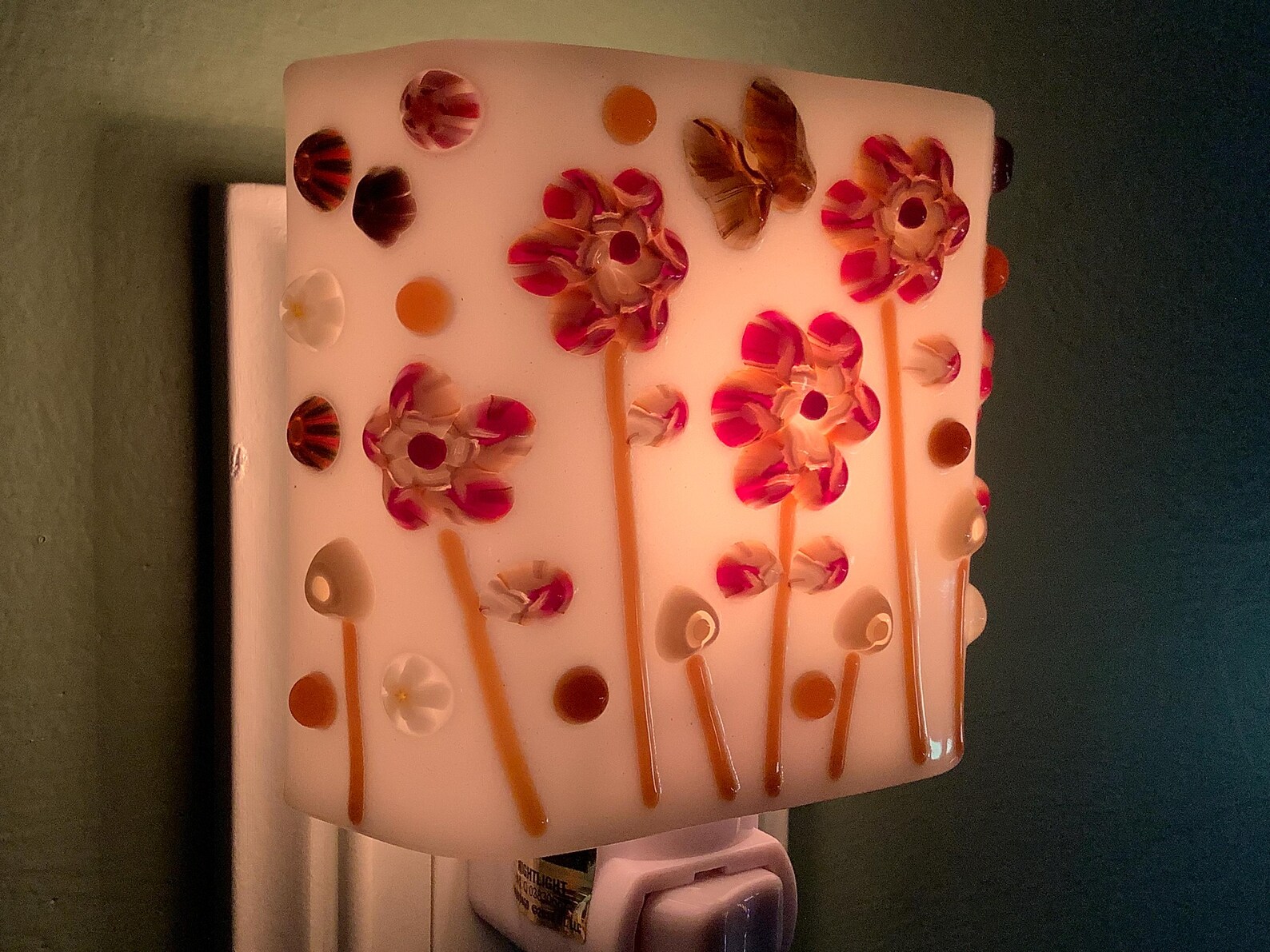 Murrini Brown Meadow Mayhem Glass Plug in Flowers Night Light With ...