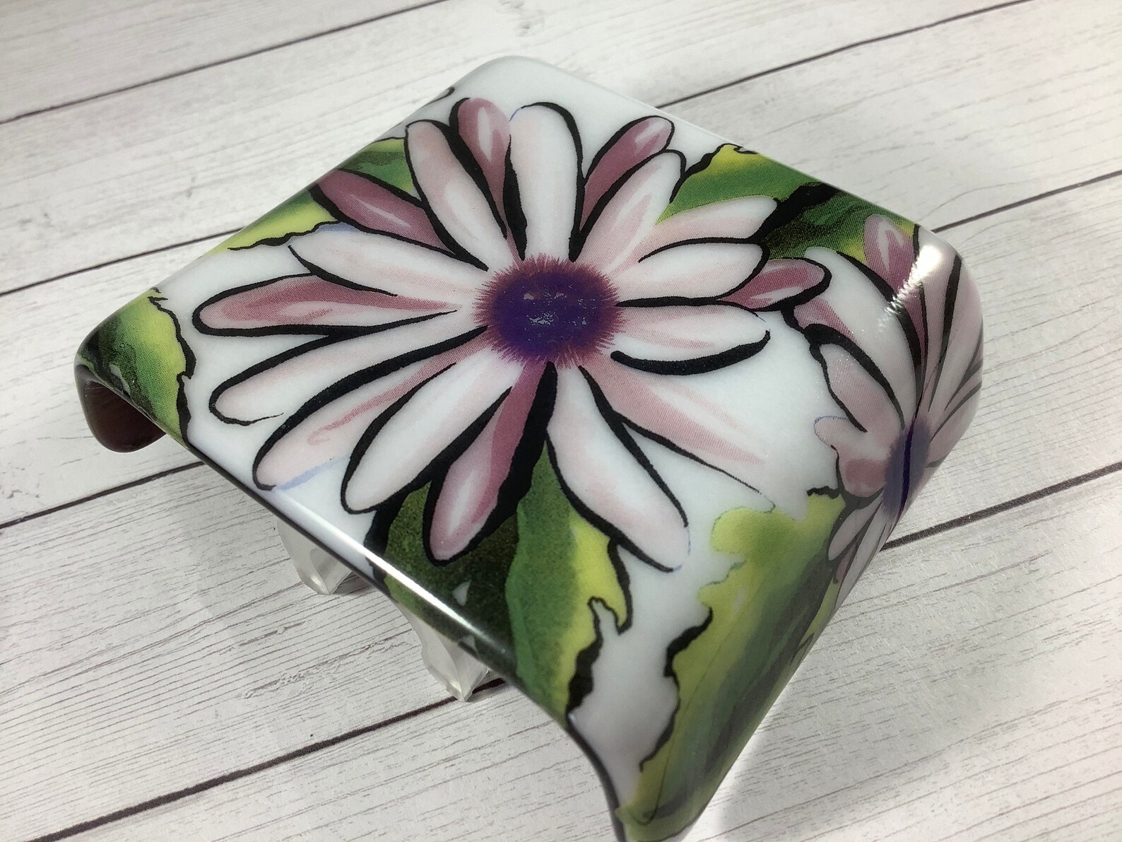 Purple Daisy Flowers Fused Glass Plug In Cornflower Night | Etsy
