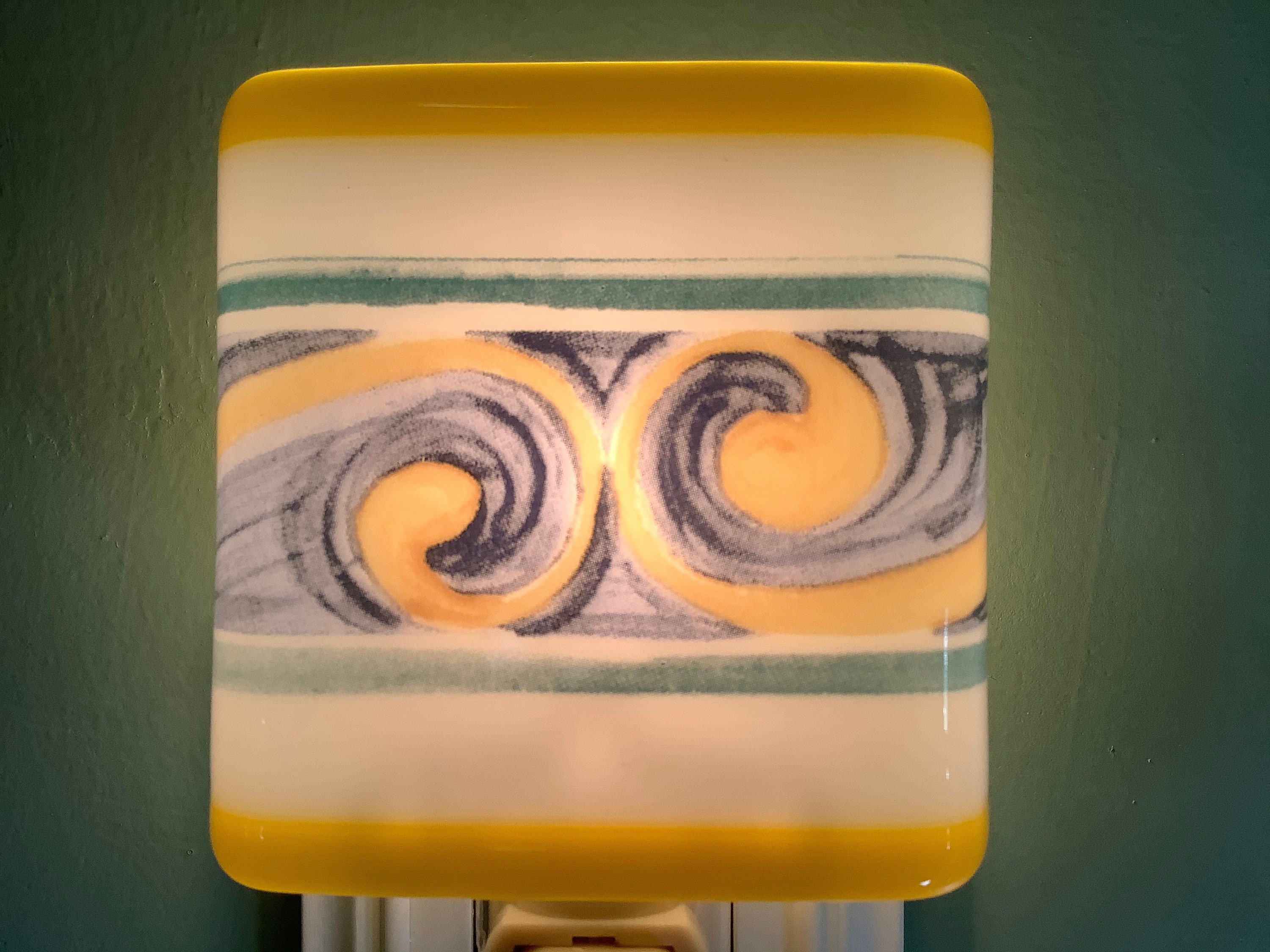 Swirls Fused Glass Plug in Yellow Night Light With Draped | Etsy
