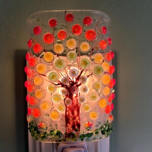 Rainbow Pride Tree Fused Glass Plug in Night Light With Draped Sides ...