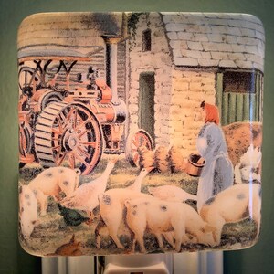 Farm Fused Glass Plug in Farmer Night Light With Draped Sides Outlet ...