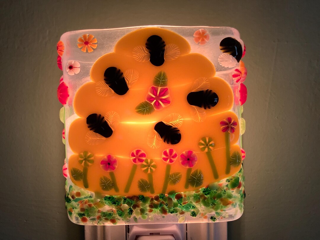 Busy Bee Hive Fused Glass Plug in Night Light With Draped Sides Outlet ...