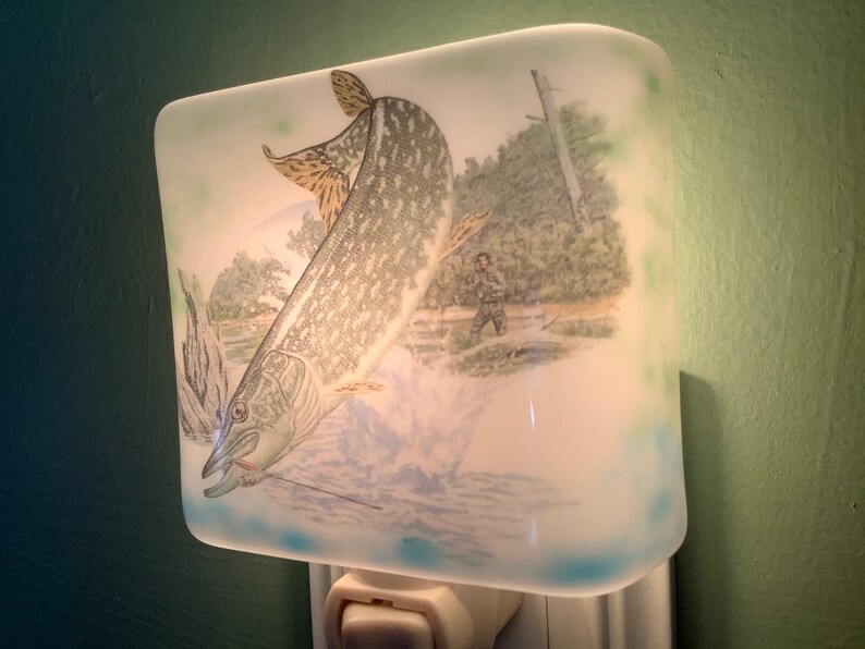 Pike Fish Fused Glass Plug in Fishing Fisherman Night Light - Etsy