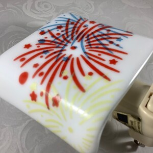 Celebration Fused Glass Plug in Fireworks Night Light With Draped Sides ...