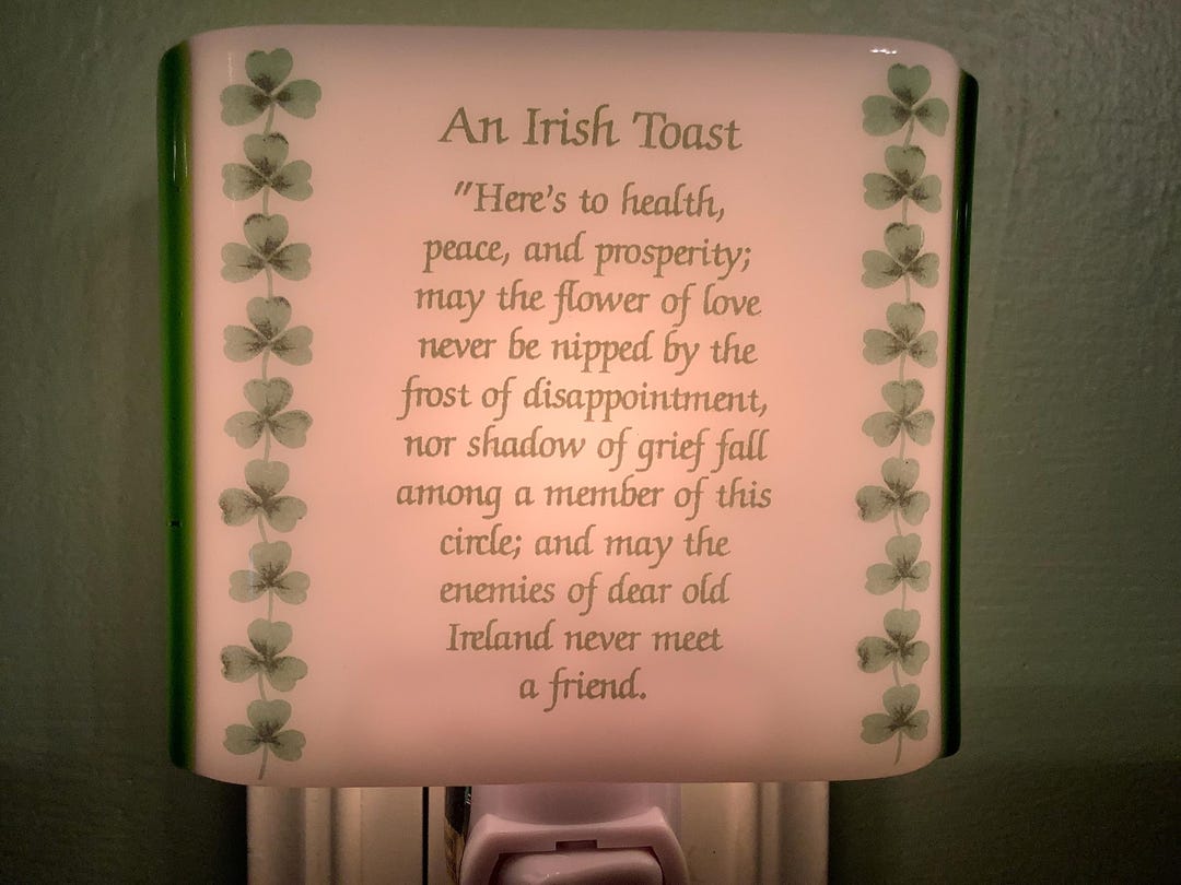 Shamrock Irish Toast Fused Glass Plug in Night Light Irish Blessing ...
