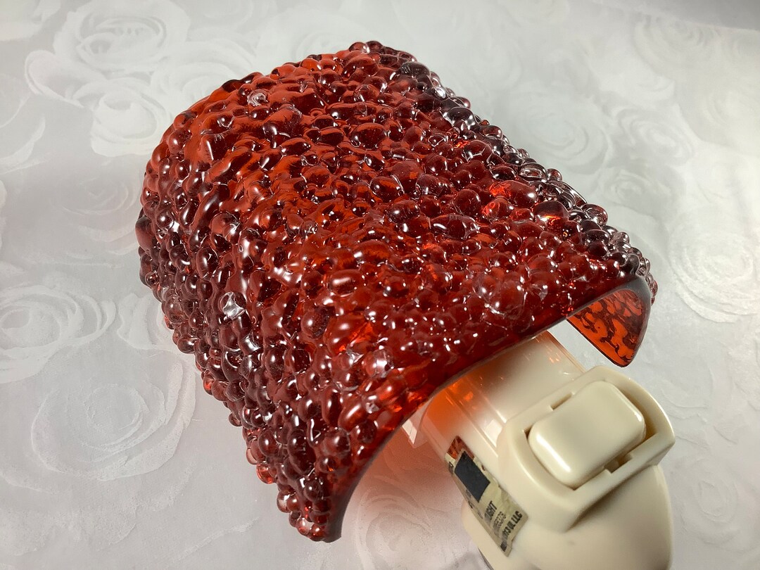 Fused Glass Night Light, Transparent Rust Orange, Textured Frit - Etsy