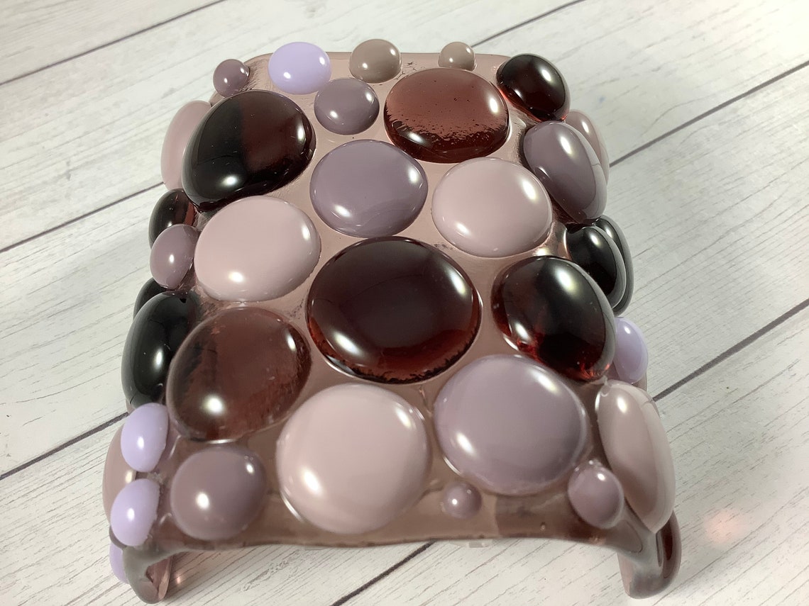 1 Purple Passion Dots Fused Glass Plug in Night Light With Draped ...