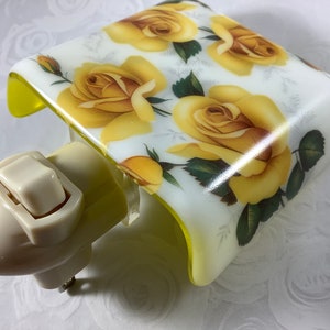 Yellow Rose Fused Glass Plug in Outlet Sconce - Etsy