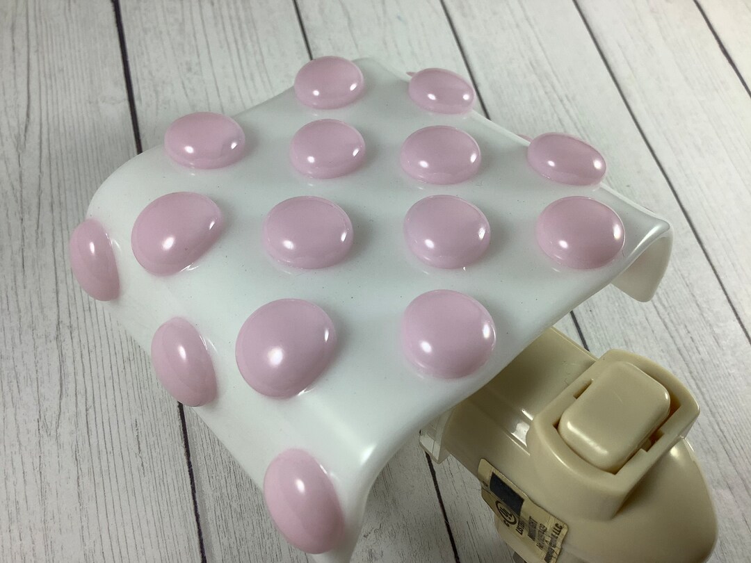 1 Pink Polka Dots Fused Glass Plug in Night Light With Draped Sides ...