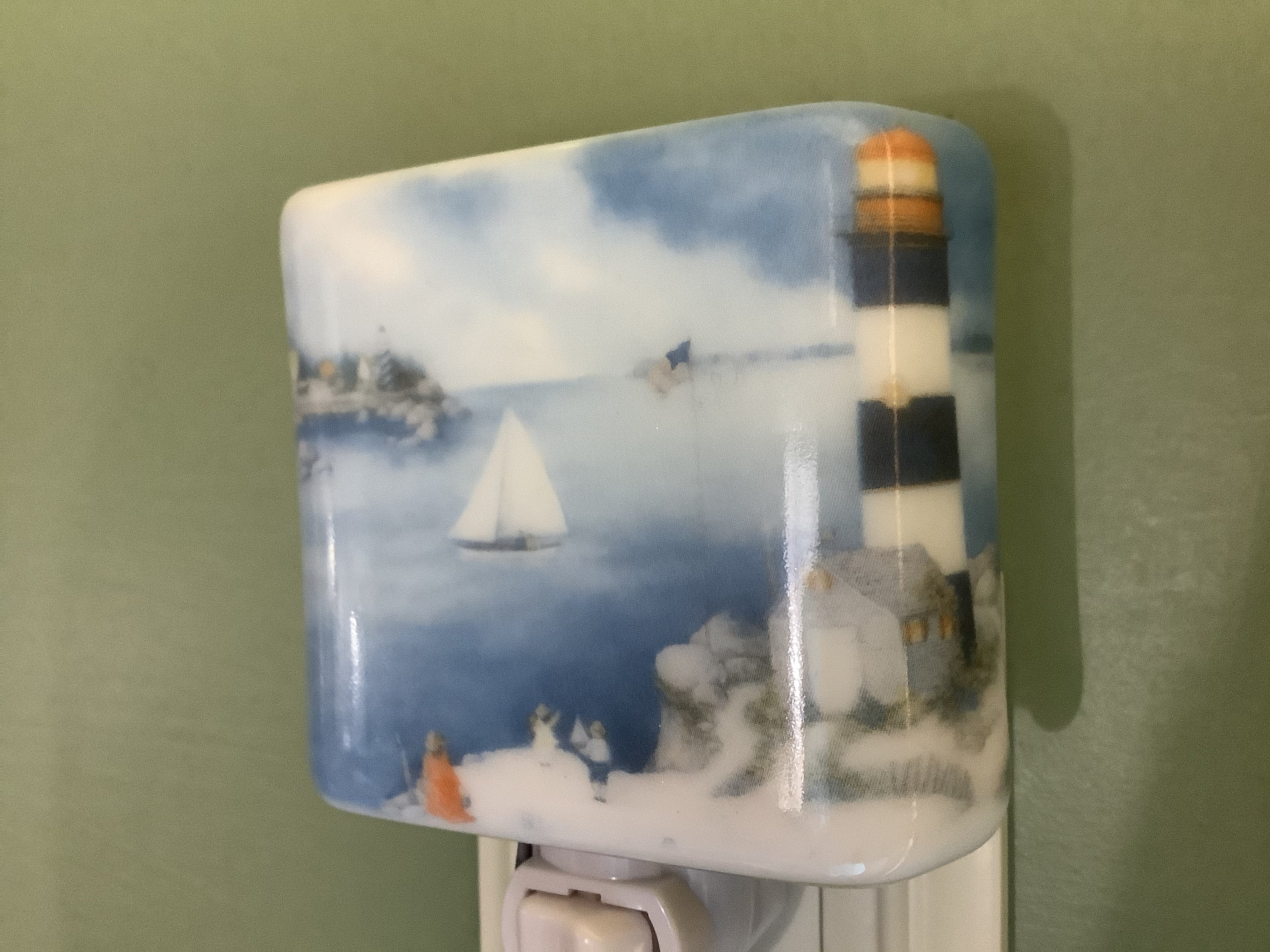 Sailboat Fused Glass Plug In Light House Night Light with | Etsy