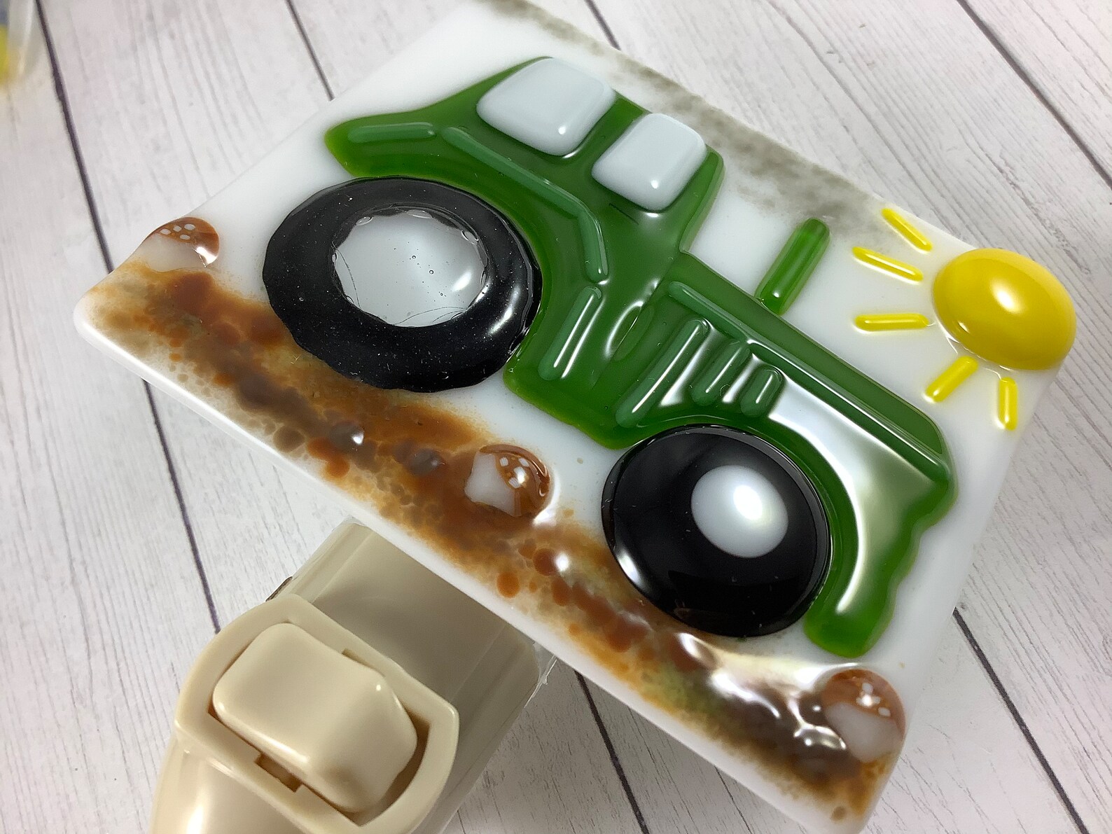 1 Big Green Tractor Fused Glass Plug in Wall Farm Night Light - Etsy