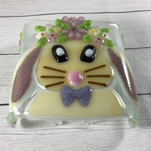 1 Easter Bunny Face Fused Glass Rabbit With Murrini Flower Hat Peter ...