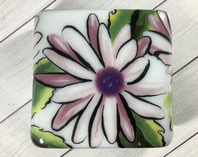 Purple Daisy Flowers Fused Glass Plug in Cornflower Night - Etsy