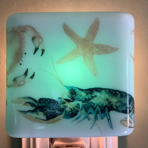 Lobster Fused Glass Plug in Night Light With Draped Sides Mini Outlet ...