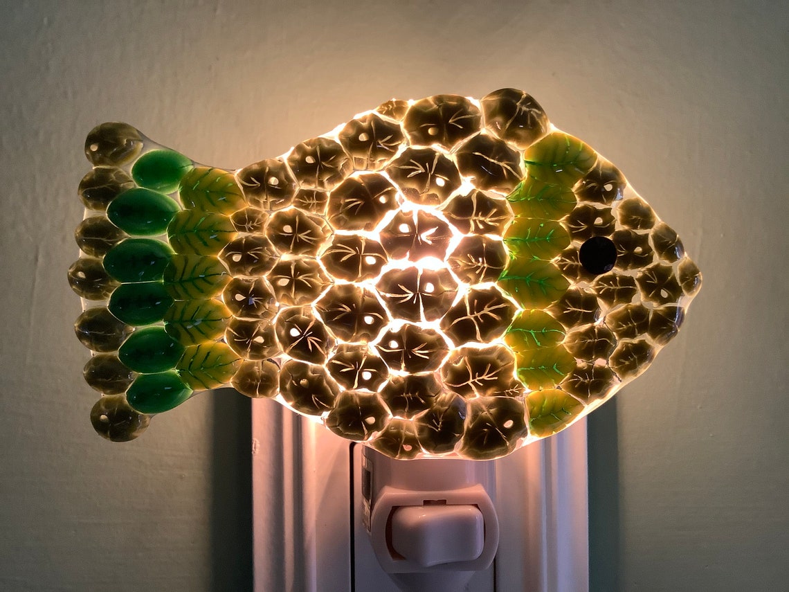 1 Millefiori Fish Fused Glass Plug in Night Light - Etsy