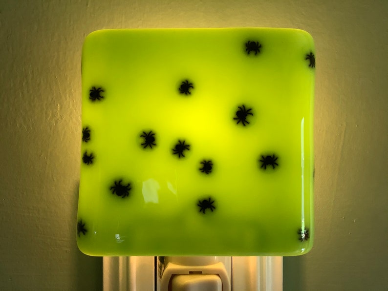 Spider Millefiori Fused Glass Plug in Night Light With Draped Rounded ...