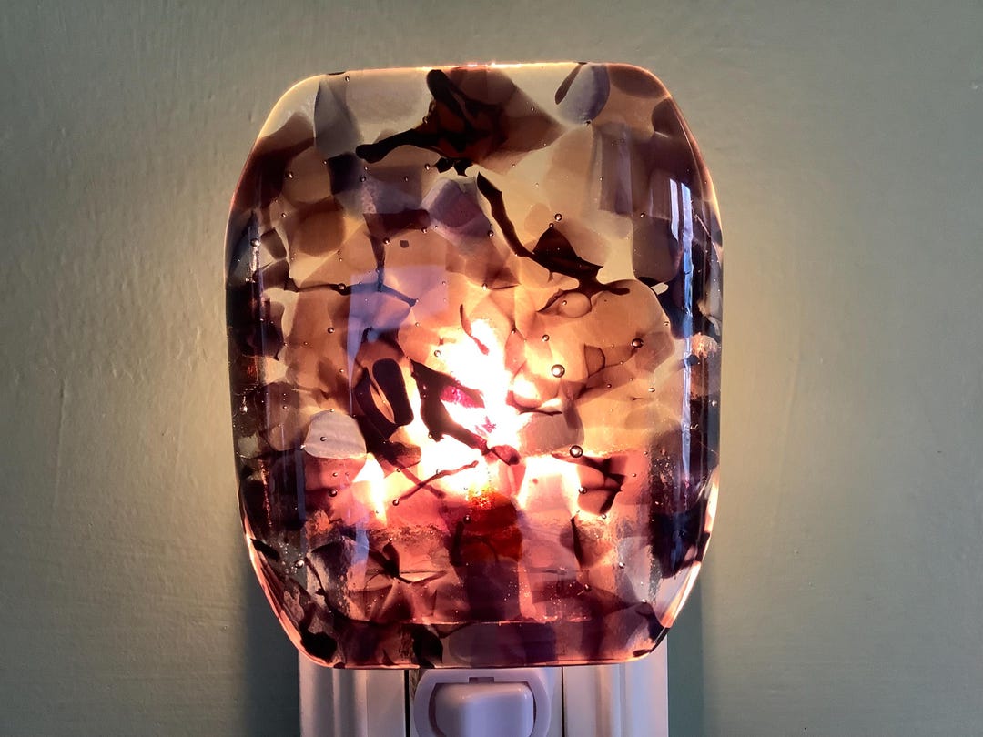 Fused Glass Pansophy Purple Plug in Night Light With Draped Sides - Etsy