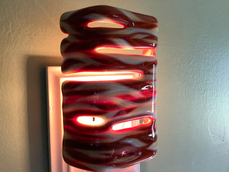 Rust Color Fused Glass Plug in Night Light With Draped Sides | Etsy