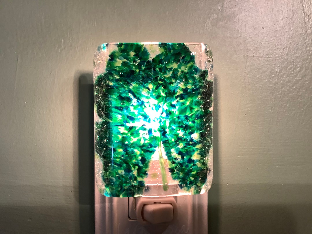 1 Four Leaf Clover Abstract Fused Glass Plug in Night Light Sconce SALE ...