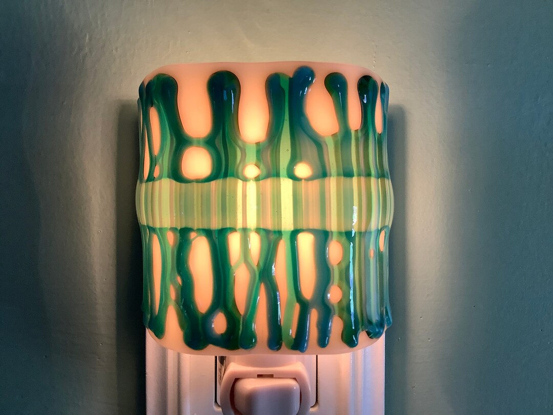 Blue Fused Glass Plug in Night Light Outlet Sconce - Etsy