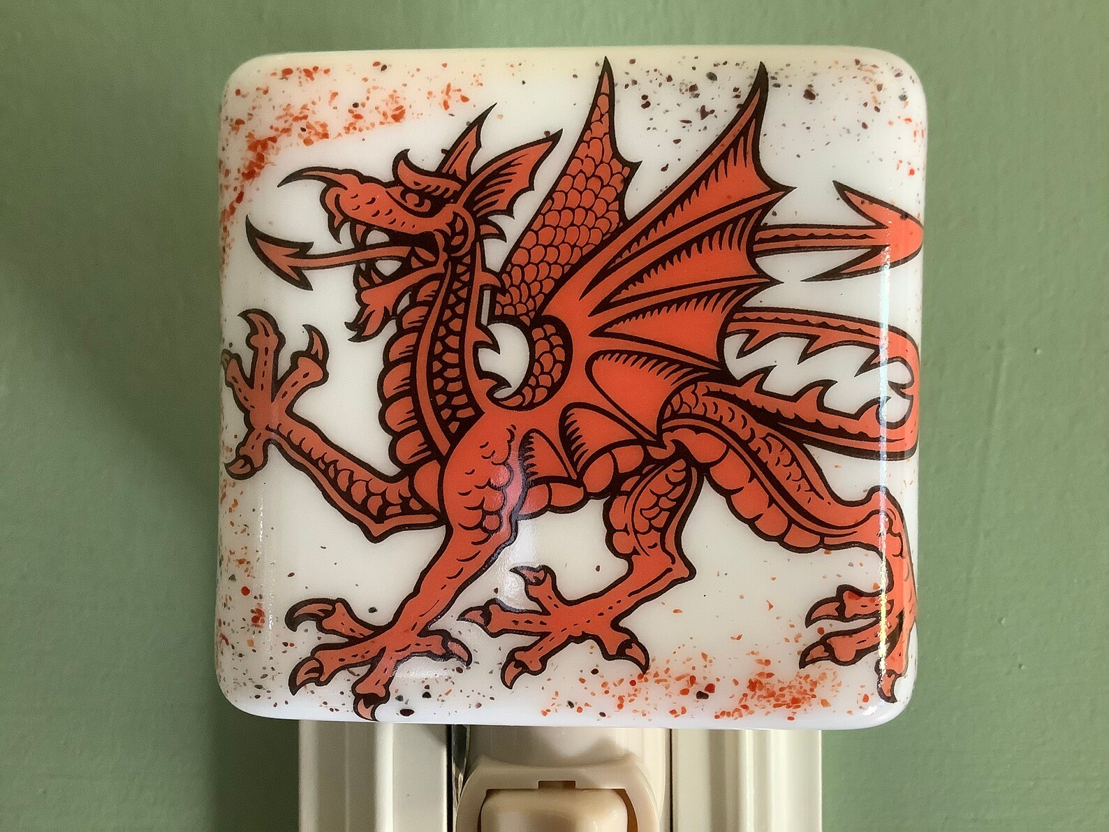 Dragon Fused Glass Plug in Oriental Red Night Light With - Etsy